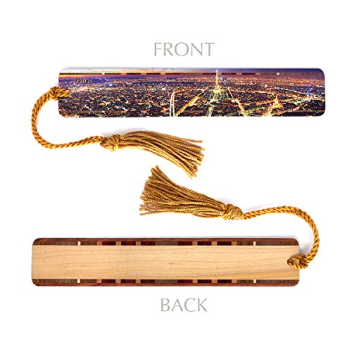 Paris France Skyline - Color Wooden Bookmark with Tassel - Made in USA - Also Available Personalized