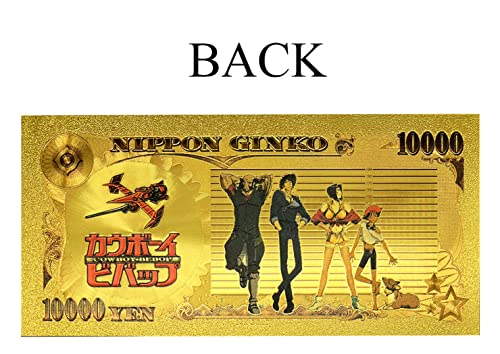 YJacuing Anime Cowboy Bebop Gold Coated Banknote, Limited Edition Collectible Bill Bookmark (6 PCS Collection)