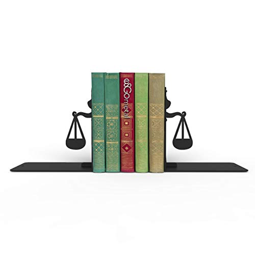 Bookends Justice Balance, Bookends for Shelves, Book Ends for Office, Modern Bookends for Desk and Bookshelves, Metal bookends, Heavy Duty Metal Black Bookend Support, Creative Book Ends.