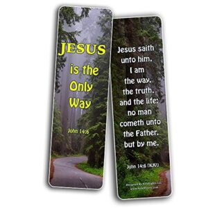 Jesus is The Way KJV Bookmarks Cards (12-Pack) - Collection of Bible Verses for Daily Motivation