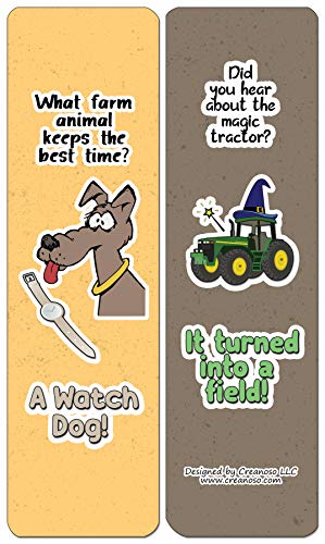 Creanoso Farm Jokes Bookmarks (60-Pack) - Premium Quality Gift Ideas for Children, Teens, & Adults for All Occasions - Stocking Stuffers Party Favor & Giveaways