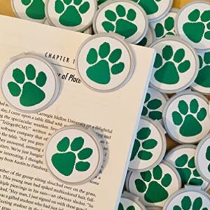 Green Spirit Paw Print School Mascot Bookmarks (Set of 36) Bookmarks for Kids! School Student Incentives– Library incentives– Reading Incentives- Party Favor Prizes- Classroom Reading Awards