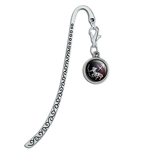 Sagittarius Archer Zodiac Sign Horoscope in Space Metal Bookmark Page Marker with Charm