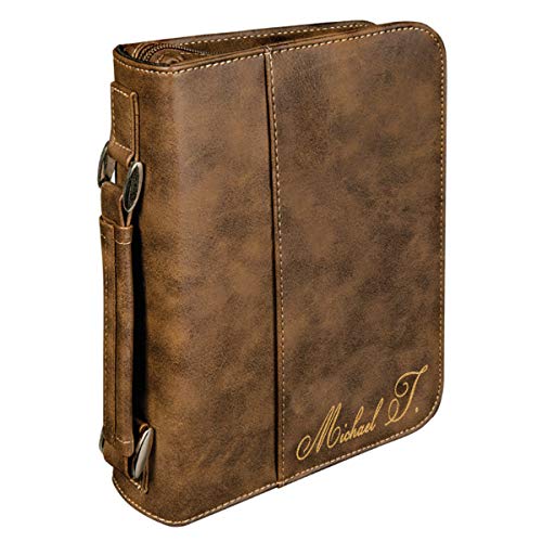 Personalized Medium Leatherette Book/Bible Cover with Handle and Zipper | Custom Book/Bible Cover | Personalized Laser Engraved