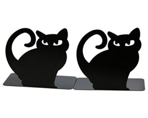 cute vivid lovely persian cat book organizer metal bookends for kids school library desk study home office decoration gift (black)