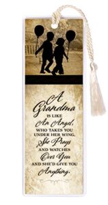 grandma angel she prays watches give anything 2 x 6 inch vinyl-encased bookmark