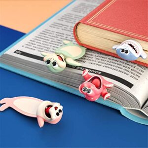 Lookvv Wacky Bookmark Pals for Kids, 3D Stereo Kawaii Cartoon Silicone Book Marker for School Supplies Stationery Assorted (2PC - D)