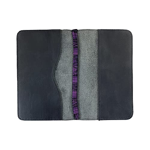 Hide & Drink Rustic Leather Refillable Journal Cover for Moleskine Cahier Large (5 x 8.25 in.) w/ Típico Strap Handmade (Charcoal Black)