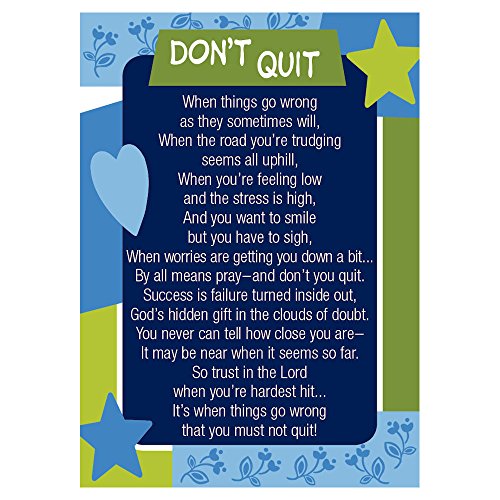 'Don't Quit' Laminated Pocket Prayer Cards - Pack of 25, Sports or Jobs