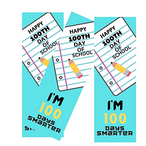 100th Day of School Bookmarks for Kids Classrooms Happy 100th Days of School I'm 100 Days Smarter Bulk 100 Count