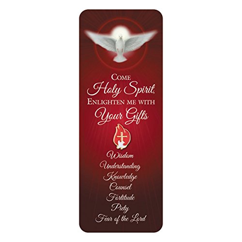 Red and Gold Toned Holy Spirit Confirmation Lapel Pin with Bookmark, 3/4 Inch, Pack of 12