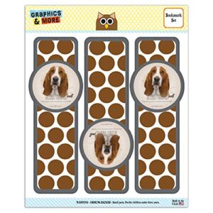 basset hound dog breed set of 3 glossy laminated bookmarks