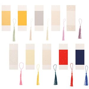 Ciieeo 4 Packs Blank DIY Calligraphy Bookmarks Decorative Bookmarks Tassels Bookmarks Waxed Xuan Paper