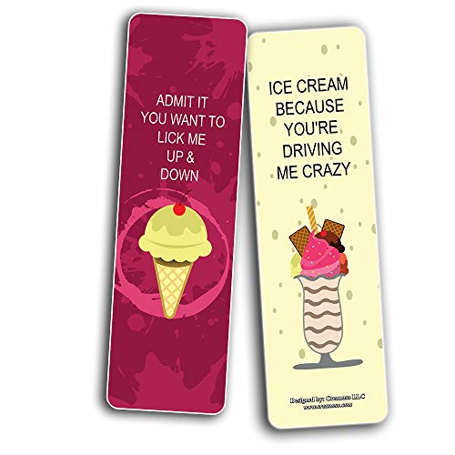 Funny Ice Cream Quotes Bookmarks (30-Pack) - Classroom Reward Incentives for Students and Children - Stocking Stuffers Party Favors & Giveaways for Teens & Adults