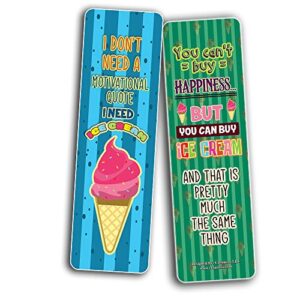 Funny Ice Cream Quotes Bookmarks (30-Pack) - Classroom Reward Incentives for Students and Children - Stocking Stuffers Party Favors & Giveaways for Teens & Adults