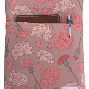 Carnation Book Sleeve - Book Cover for Hardcover and Paperback - Book Lover Gift - Notebooks and Pens Not Included