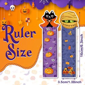 72 Pcs Halloween Bookmark Rulers Party Favor Pack with Halloween Themed Prints Cartoon Pumpkin Book Marks Halloween Book Marks for Halloween Party Decor Classroom Rewards and Trick or Treat Prizes