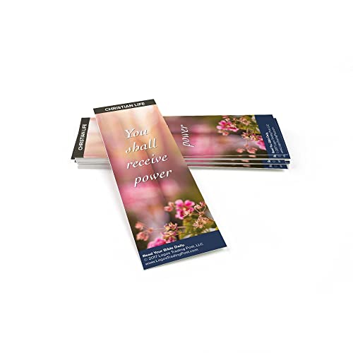 Christian Bookmark with Bible Verse, Pack of 25, Christian Life Themed, You Shall Receive Power, Acts 1:8