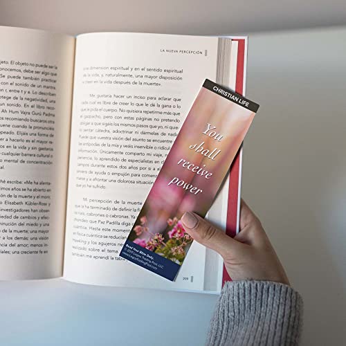 Christian Bookmark with Bible Verse, Pack of 25, Christian Life Themed, You Shall Receive Power, Acts 1:8