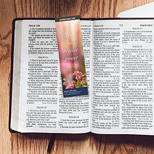 Christian Bookmark with Bible Verse, Pack of 25, Christian Life Themed, You Shall Receive Power, Acts 1:8