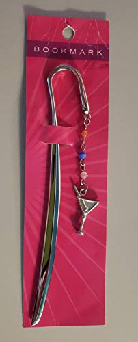 Martini Glass Metal Bookmark with Charm