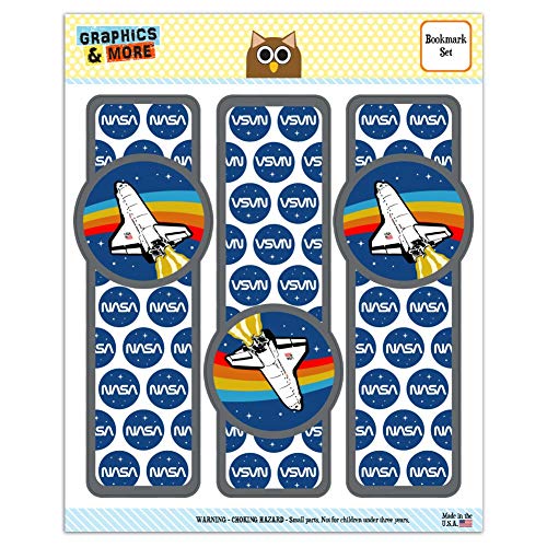 NASA Logo Over Space Shuttle with Rainbow Set of 3 Glossy Laminated Bookmarks