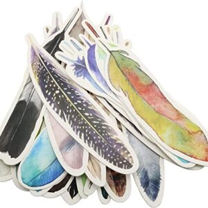 TAODAN 2 Boxes/60PCS Bookmark Colorful Feather Paper Reading Bookmarks Creative Novelty Book Page Marker Stationery Supplies