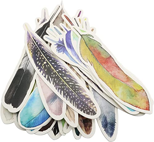 TAODAN 2 Boxes/60PCS Bookmark Colorful Feather Paper Reading Bookmarks Creative Novelty Book Page Marker Stationery Supplies