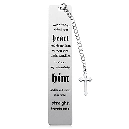 Kvekstio Inspirational Christian Bookmark Gifts for Women Men, Trust in The Lord - Proverbs 3:5 Bible Verse for Faith-Based Boys Girls, Baptism Religious Church Gifts