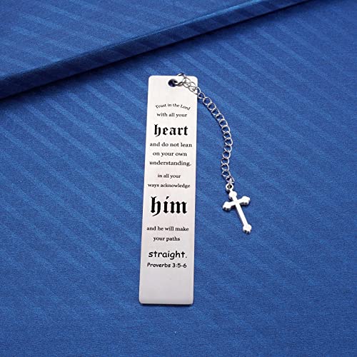 Kvekstio Inspirational Christian Bookmark Gifts for Women Men, Trust in The Lord - Proverbs 3:5 Bible Verse for Faith-Based Boys Girls, Baptism Religious Church Gifts