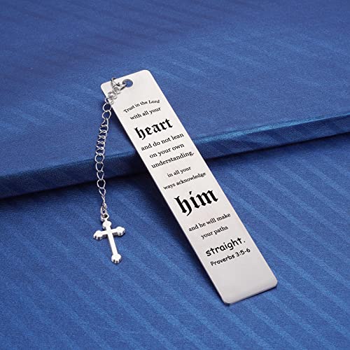 Kvekstio Inspirational Christian Bookmark Gifts for Women Men, Trust in The Lord - Proverbs 3:5 Bible Verse for Faith-Based Boys Girls, Baptism Religious Church Gifts