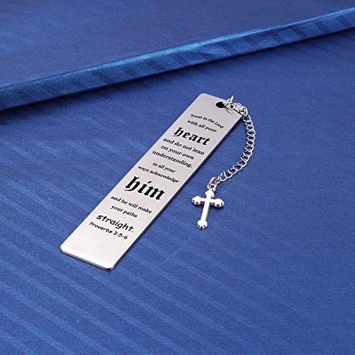 Kvekstio Inspirational Christian Bookmark Gifts for Women Men, Trust in The Lord - Proverbs 3:5 Bible Verse for Faith-Based Boys Girls, Baptism Religious Church Gifts