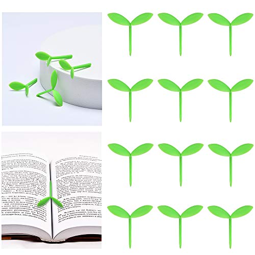 12PCS Sprout Little Green Bookmarks Mini Green Silicone Buds Bookmarks Small Grass Cute Book Mark Decoration Creative Gift for Bookworm Book Lovers Reading