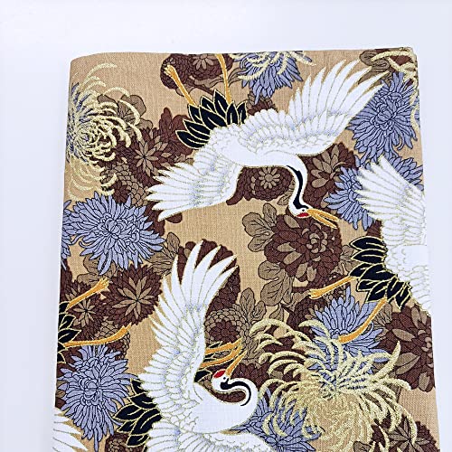 PUPUZAO A5 Book Cover ( Red-Crowned Crane Pattern ) Hard Book Sleeve Cover for Paperback,Journal,Diary,Novel,Washable Fabric,Fits Thickness Adjustable