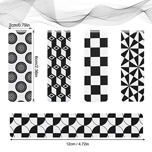 MWOOT 30Pcs Geometric Magnetic Bookmarks, Black White Magnet Page Markers Kit, Creative Magnetic Page Clips Bookmark for School Office Kids Students Book Lovers Reading Supplies (30 Styles, 6x2CM)