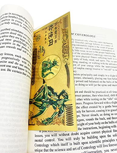 YJacuing Anime Saint Seiya Gold Coated Banknote, Limited Edition Collectible Bill Bookmark (5 PCS Collection)