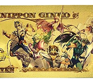 YJacuing Anime Saint Seiya Gold Coated Banknote, Limited Edition Collectible Bill Bookmark (5 PCS Collection)