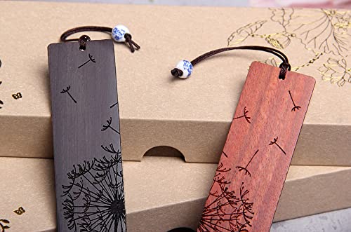 ZGZDFC 2 Pcs Wooden Bookmarks,Painted Craft Bookmarks,Gift Box Set,Ideal Gifts for Friends/Kids/Teacher Present.Natural Wood,Best Gift(MSQ-PGY)