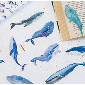 BEERBINGER Bookmarks, Whale Fish Shape Bookmarks Cute Book Mark Stationery Reading Accessories Paper Book Label 30 Pcs