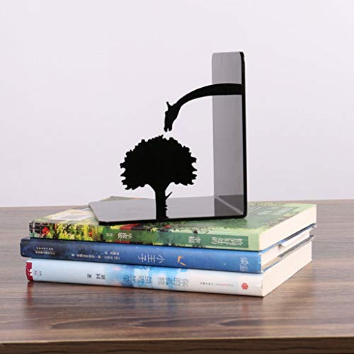 FABAX Bookends Bookends Creative Giraffe Metal Desk Stands Bookend Holder Office School Supplie Stationery Valentine Gift Home Decoration Book Stand (Color : Black)