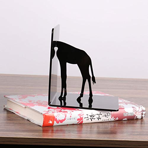 FABAX Bookends Bookends Creative Giraffe Metal Desk Stands Bookend Holder Office School Supplie Stationery Valentine Gift Home Decoration Book Stand (Color : Black)