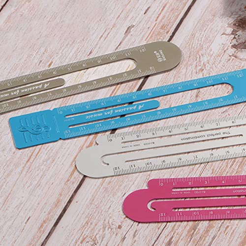 HARFINGTON 3pcs Straight Ruler 12cm Metric Aluminum Alloy Ruler Scale on Both Sides Hollow Paper Clip Design Bookmark Measuring Tool for Children Study Classroom Office, Silver Tone