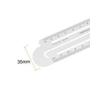 HARFINGTON 3pcs Straight Ruler 12cm Metric Aluminum Alloy Ruler Scale on Both Sides Hollow Paper Clip Design Bookmark Measuring Tool for Children Study Classroom Office, Silver Tone