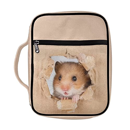 AFPANQZ Cute 3D Hamster Bible Cover Church Bag for Womens Bible Study Scripture Bag Portable Casual Bible Book Case Protective Bible Case Bible Carrying Organizers Bag