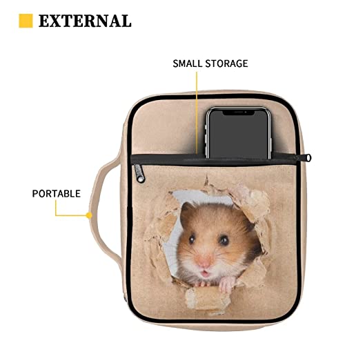 AFPANQZ Cute 3D Hamster Bible Cover Church Bag for Womens Bible Study Scripture Bag Portable Casual Bible Book Case Protective Bible Case Bible Carrying Organizers Bag