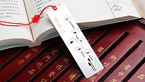 Sanle 8 Pcs Metal Bookmark Hollow Art Stainless Steel Book Mark with red Endless Knot