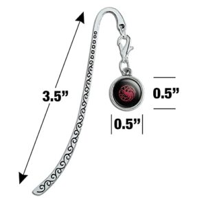 House of the Dragon Targaryen Sigil Scales Metal Bookmark Page Marker with Charm