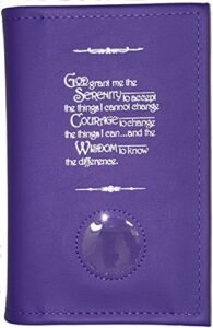 alcoholics anonymous aa soft paperback big book cover serenity prayer & medallion holder purple orchid