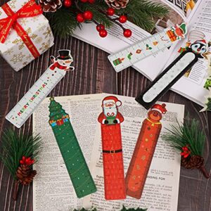 60 Pcs Christmas Bookmark Rulers Christmas Tree Bookmark Rulers Snowman Santa Christmas Tree Elf Penguin Elk Animal Design Funny Bookmarks Rulers Christmas Themed Prints Christmas Presents for Student