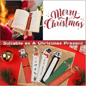 60 Pcs Christmas Bookmark Rulers Christmas Tree Bookmark Rulers Snowman Santa Christmas Tree Elf Penguin Elk Animal Design Funny Bookmarks Rulers Christmas Themed Prints Christmas Presents for Student